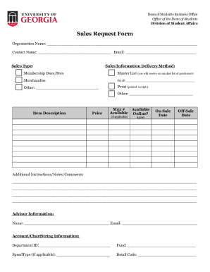 Fillable Online Sales Request Form DRAFT Fax Email Print - pdfFiller