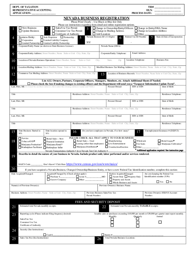Fillable Online tax.nv.govuploadedFilestaxnvgovDEPT. OF TAXATION TID ...
