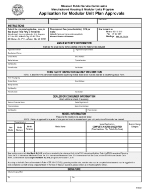 Fillable Online psc mo Application for Modular Units and Recreational ...