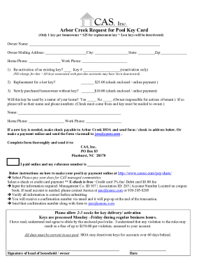 Fillable Online www.rjcmgt.comcchpoolkeyrequestformCastle Creek ...