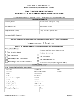 Fillable Online Transportation Service Provider (TSP) Registration Form ...