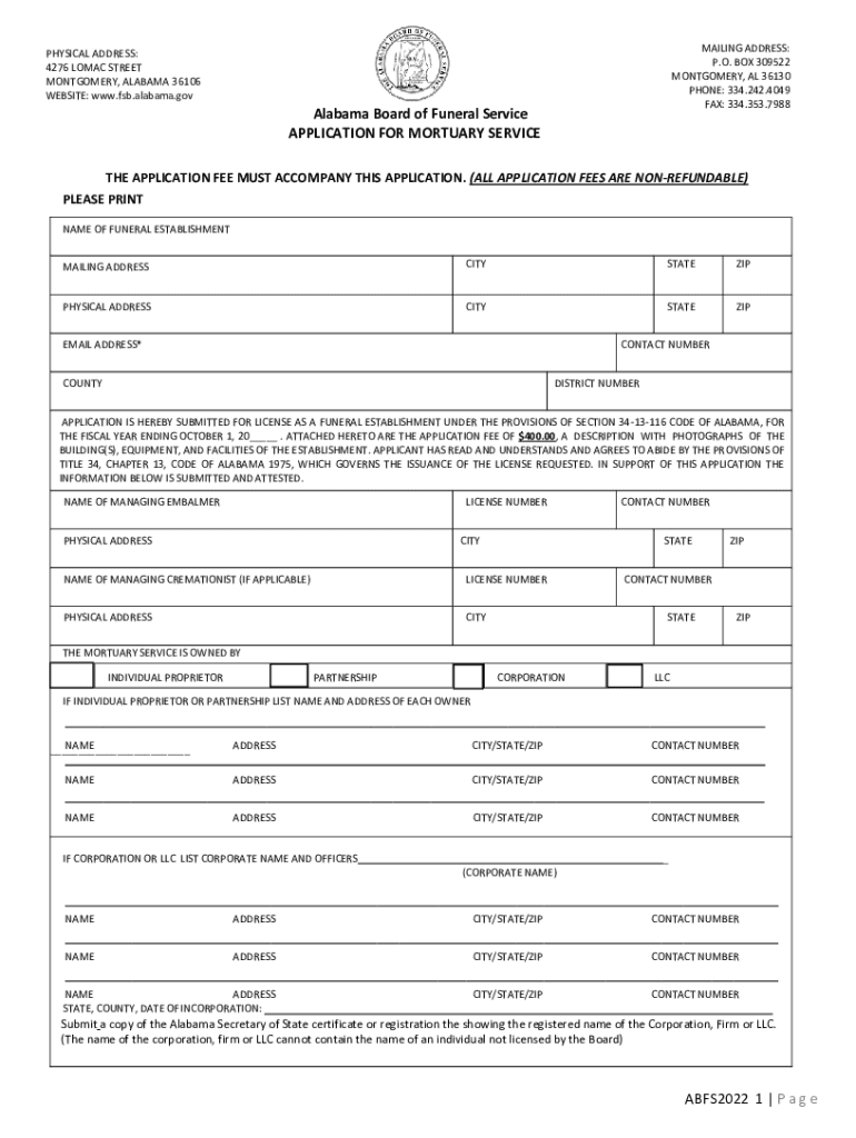 Fillable Online alabamainfohub.comalabama-board-of-funeral ...