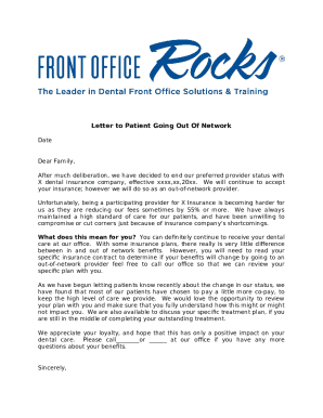 Out of Network Letter to PatientsFront Office Rocks Doc Template ...