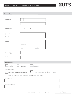 Fillable Online AHEGS CORRECTION APPLICATION FORM 01 RED Fax Email Print - pdfFiller