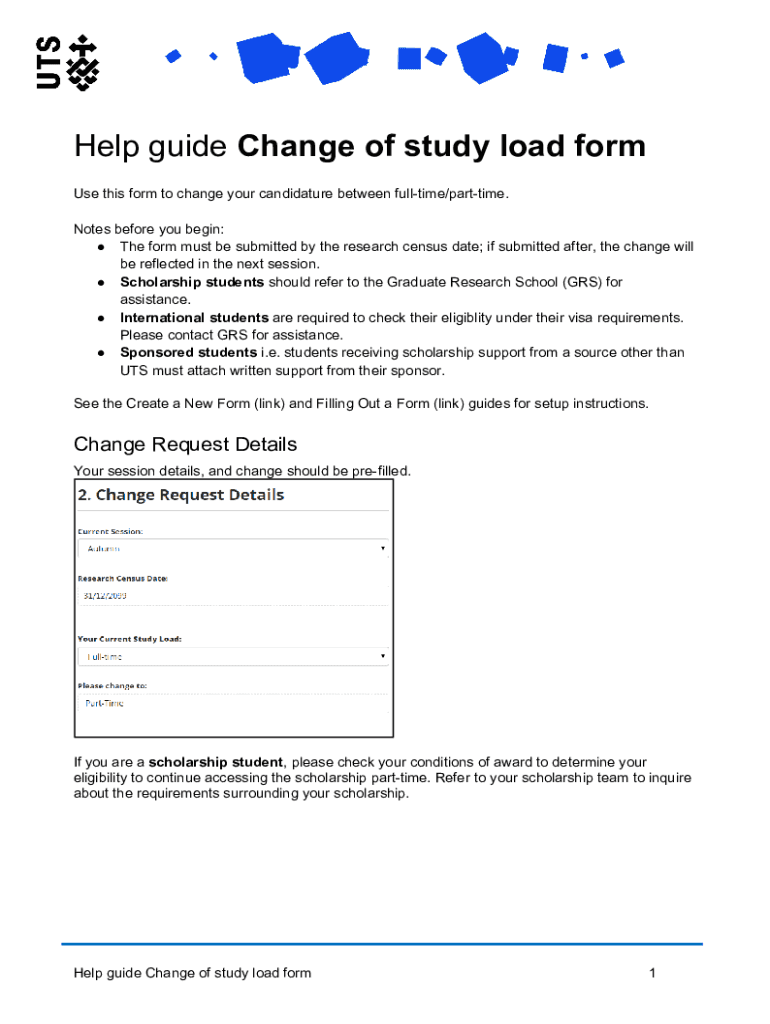 Fillable Online Help guide Change of study load form Fax Email Print ...