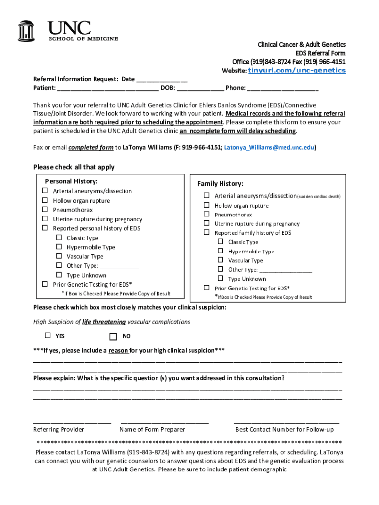 Fillable Online Clinical Cancer & Adult Genetics Referral Form Office ...