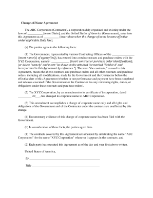 Fillable Online Change-of-Name Agreement - GSA Schedule Fax Email Print ...