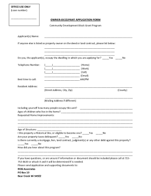 Fillable Online OWNER-OCCUPANT APPLICATION FORM Fax Email Print - pdfFiller
