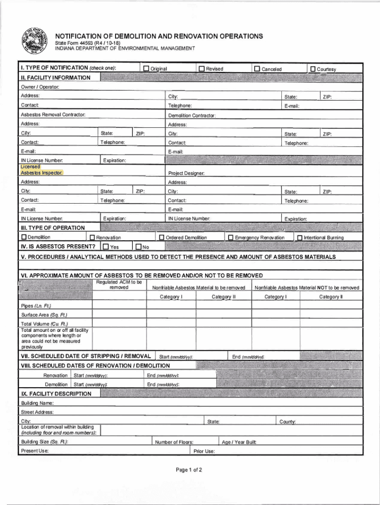 Fillable Online fill.ioIndiana-Demolition-and-RenovationFill - Free fillable Indiana Demolition ...