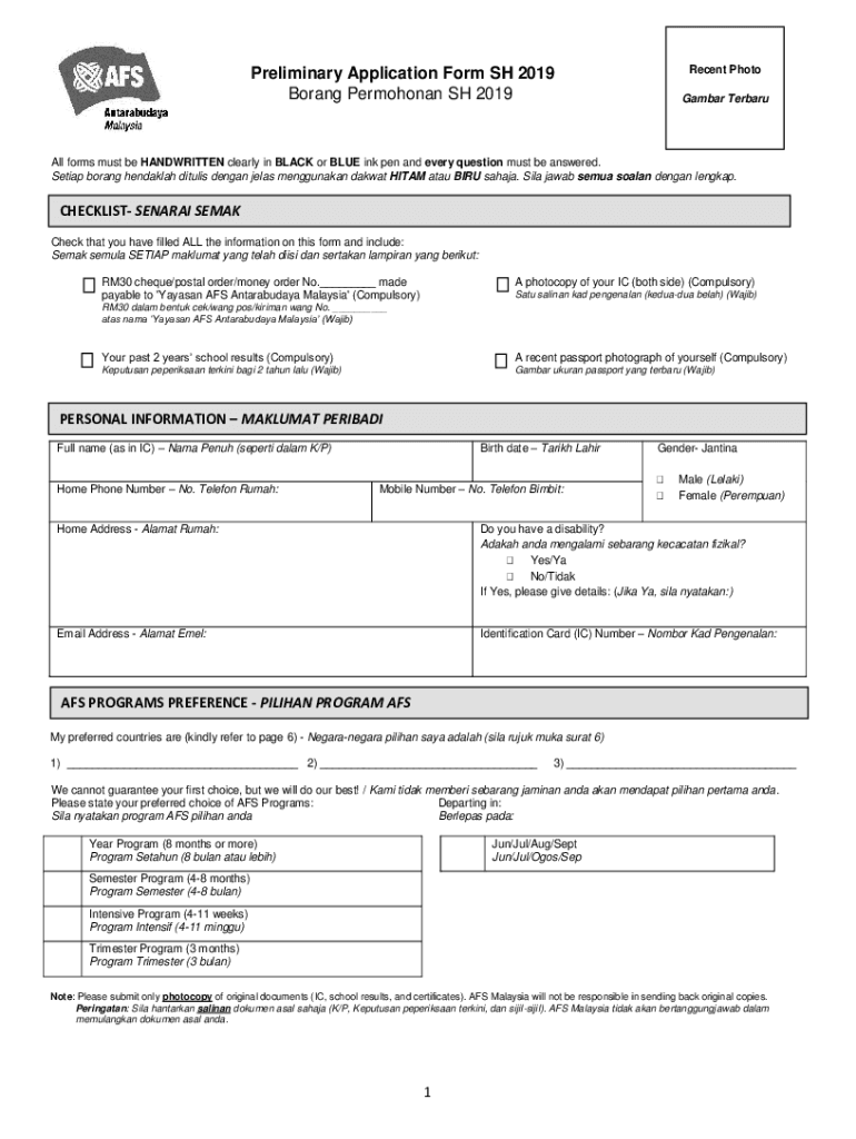 Fillable Online LAMPIRAN A - Borang Permohonan Application Form ...