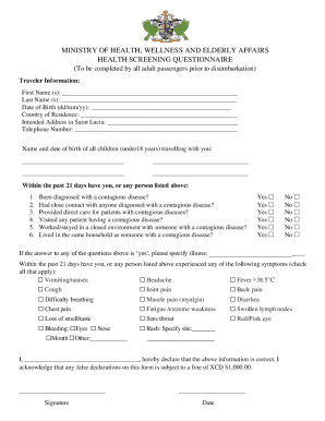 Fillable Online Health screening form - St. Lucia Forum - Tripadvisor ...