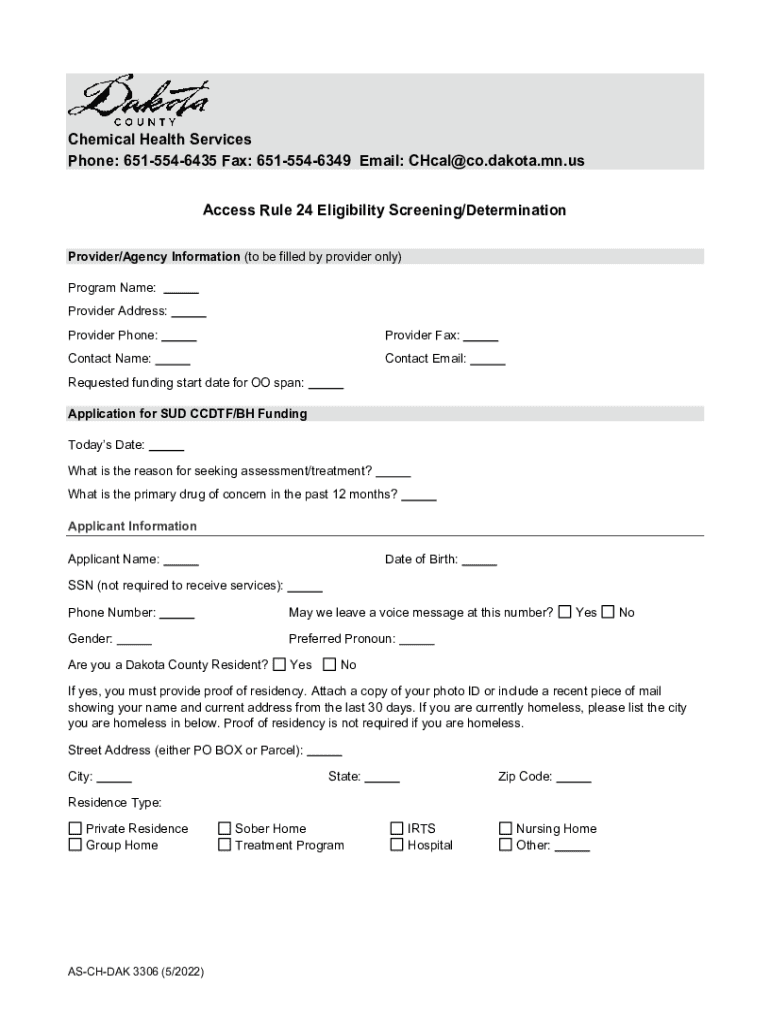 Fillable Online Rule 24 Eligibility Screening-Form AS-CH-DAK 3306. Form ...