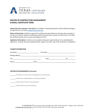 Fillable Online web-ded.uta.educedwebfilesceMASTER IN CONSTRUCTION MANAGEMENT OVERALL ...