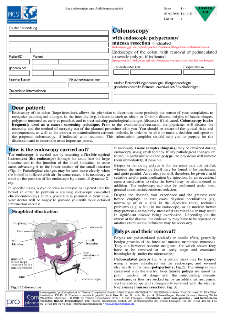 Fillable Online Polypectomy: Surgery Procedure and ...