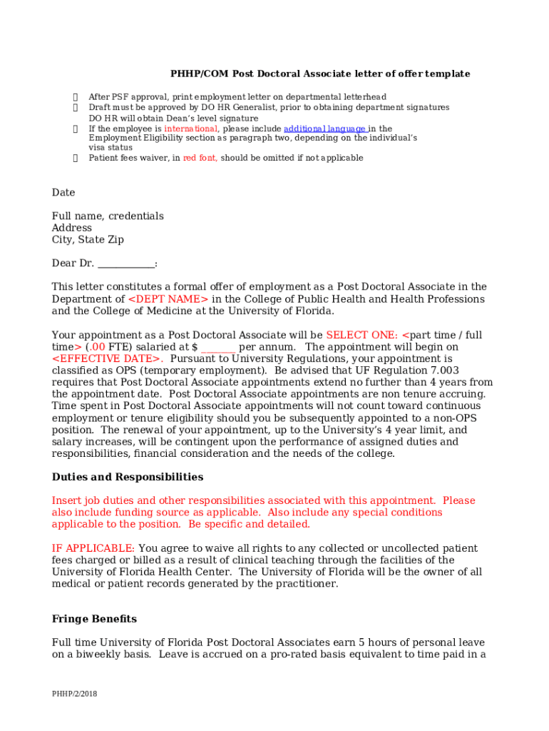 admin.artsci.washington.edupersonnelofferOffer letter sample post-doctoral Research Associate ...
