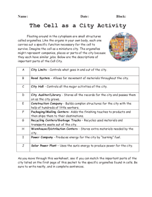 Fillable Online Cell City Worksheet Answer Key - Johns Hopkins ...