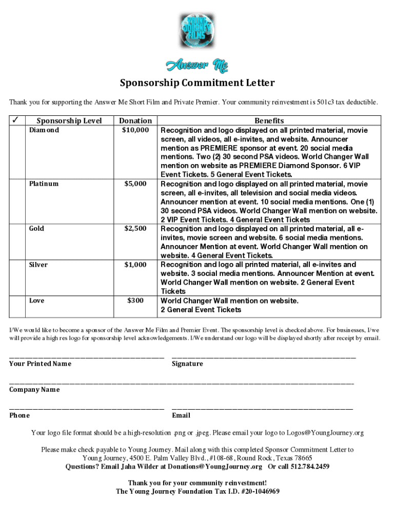 Fillable Online Sponsorship Request Letter: Format (with 13+ Sample ...