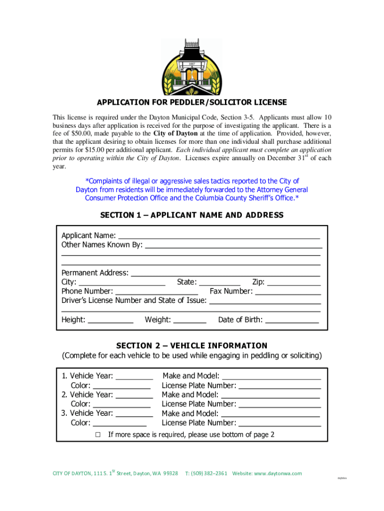 Fillable Online Peddlersapplication1.doc Fax Email Print - pdfFiller