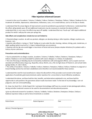 Fillable Online Informed Consent For Juvederm Injection - Plastic ...