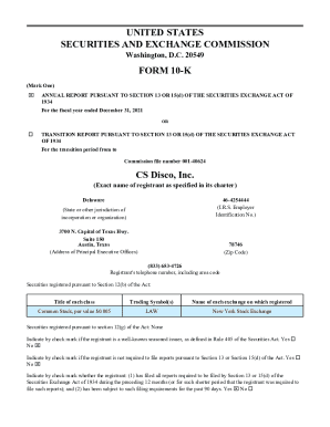 Fillable Online CS Disco, Inc-10K Fax Email Print - pdfFiller