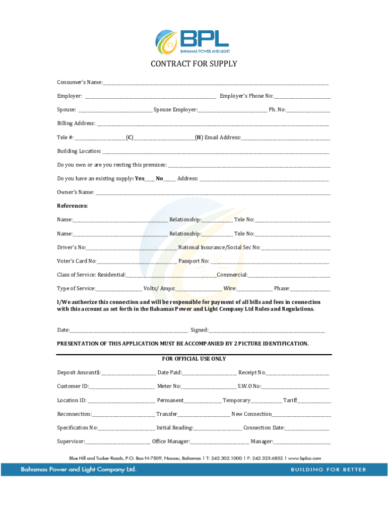 Fillable Online www.bplco.com attachment bpl-contract-for-supplyBPL ...