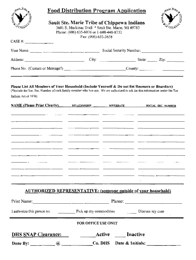 Fillable Online www.saulttribe.commembership-servicesacfsUSDA - Food ...