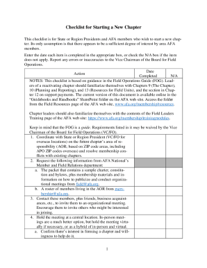 Fillable Online Checklist for Starting a New Chapter Fax Email Print ...