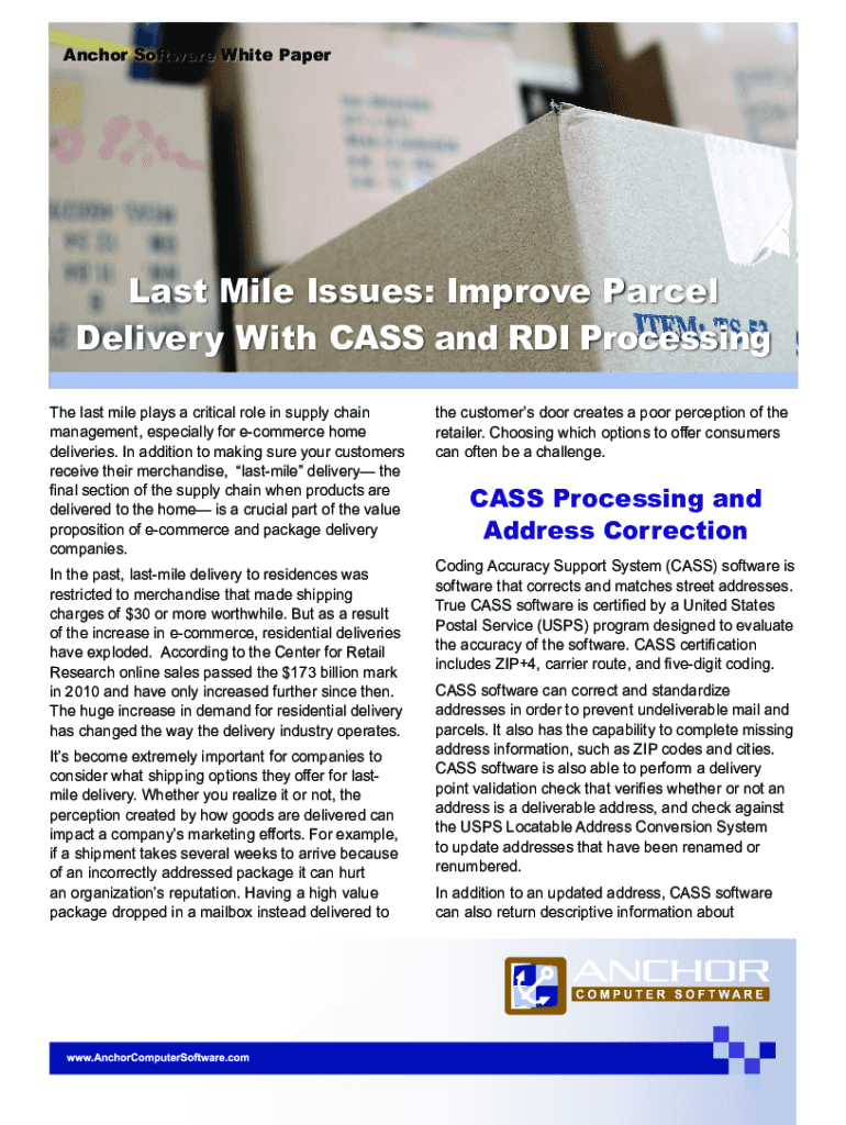 Fillable Online www.anchorcomputersoftware.comimagesProductLast Mile ...