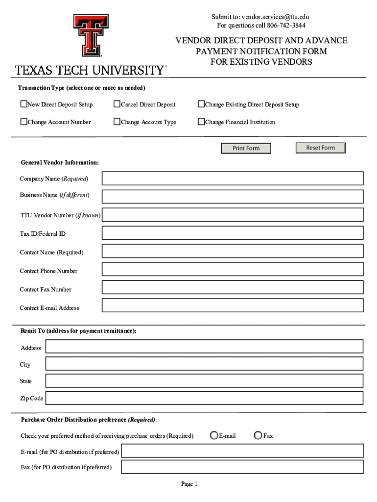 Fillable Online procurement-existing-vendors-direct-deposit.pdf Fax Email Print - pdfFiller