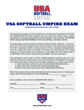 Fillable Online USa softball Umpire Exam Fax Email Print - pdfFiller