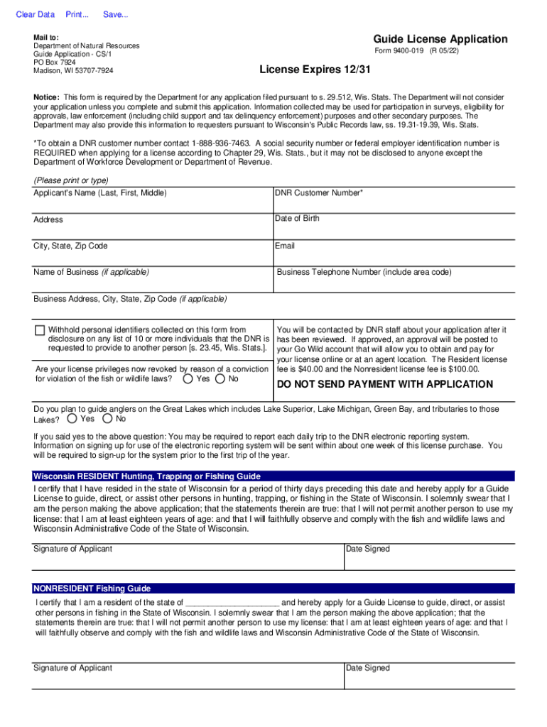 Wisconsin guide license application: Fill out & sign online | DocHub