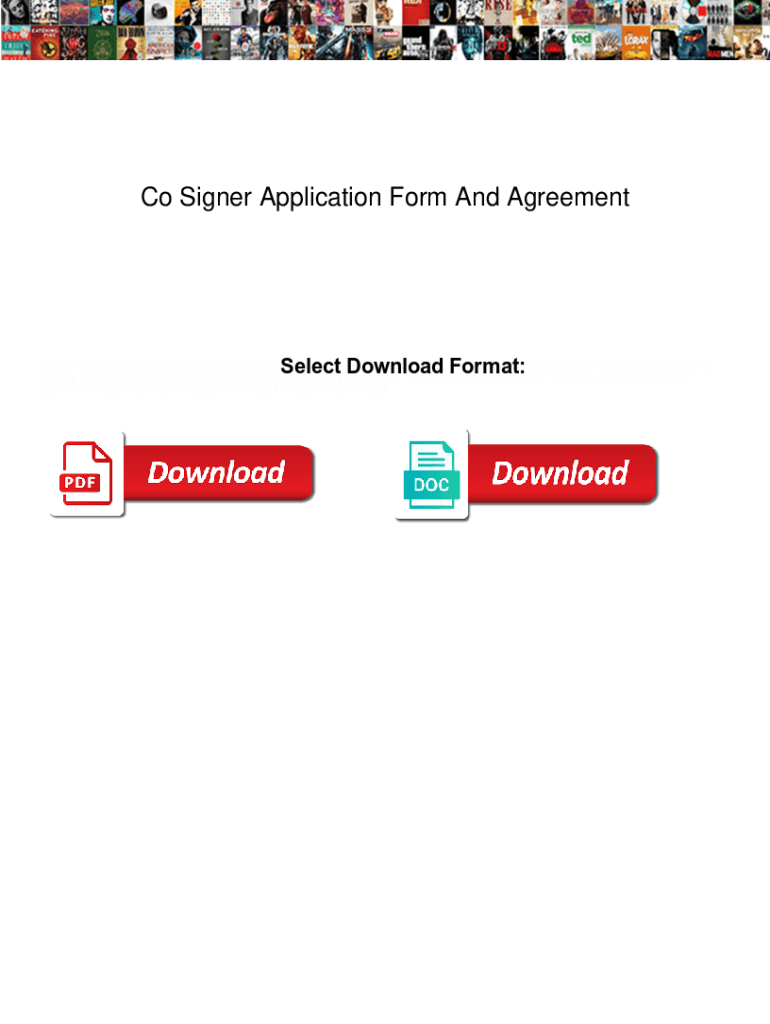 Fillable Online Co Signer Application Form And Agreement. Co Signer ...