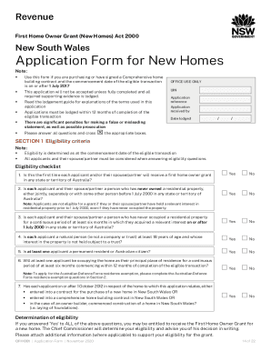 Fillable Online First Home Owner Grant Application Form and Lodgement ...