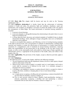Fillable Online TITLE 27 - CHAPTER 2 HOUSING MAINTENANCE CODE ...