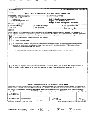 Fillable Online 10 CFR 2.201 SAFETY INSPECTION REPORT AND COMPLIANCE ...