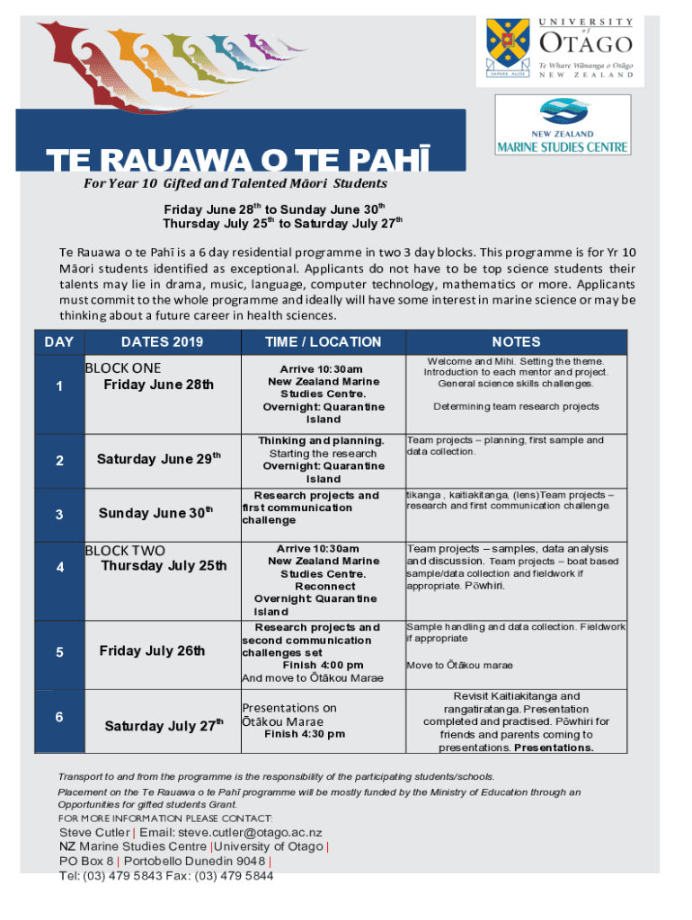 Fillable Online Te Rauawa o te Pahi Application Form 2019 .docx Fax ...