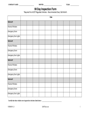 Fillable Online 90 Day Inspection Form - LBC FLEET Fax Email Print ...
