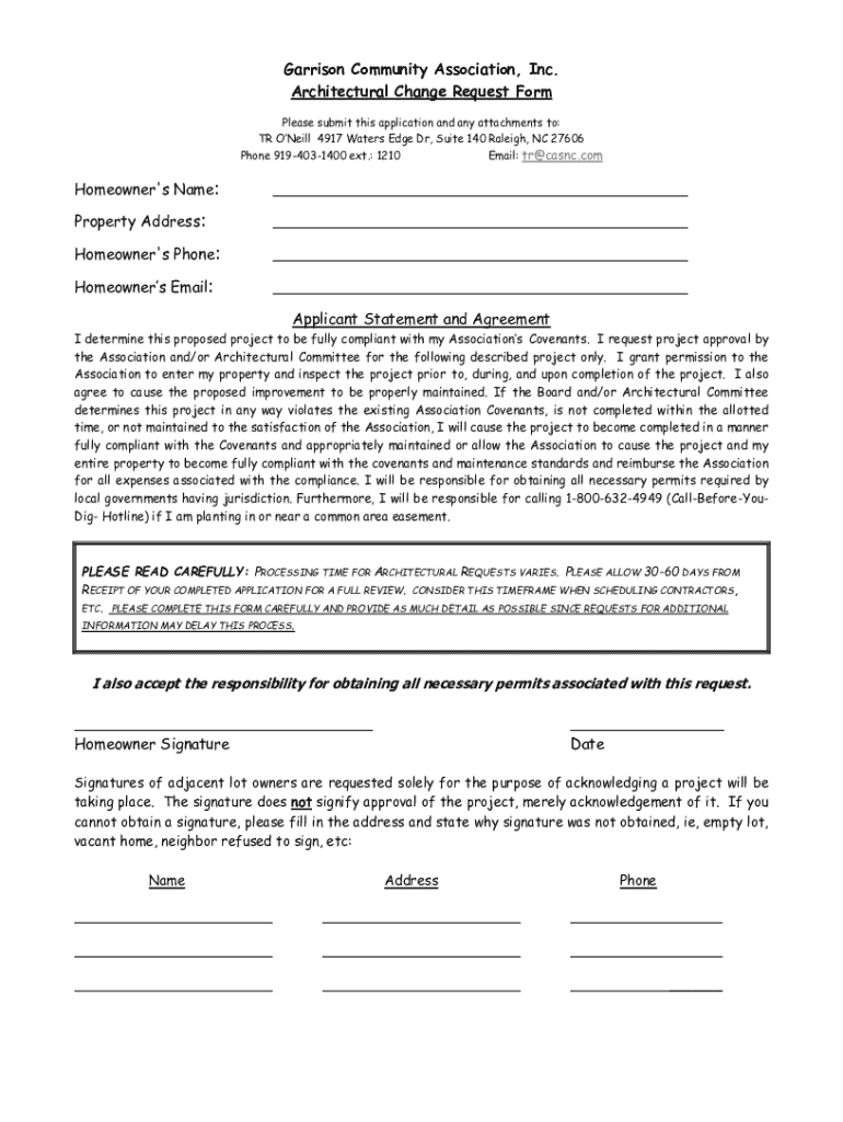 Fillable Online cherryhillfw.commanagementarchitecturalArchitectural ...
