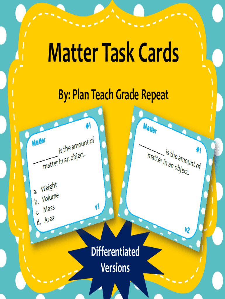 Fillable Online www.teacherspayteachers.comProductMatter-TaskMatter ...