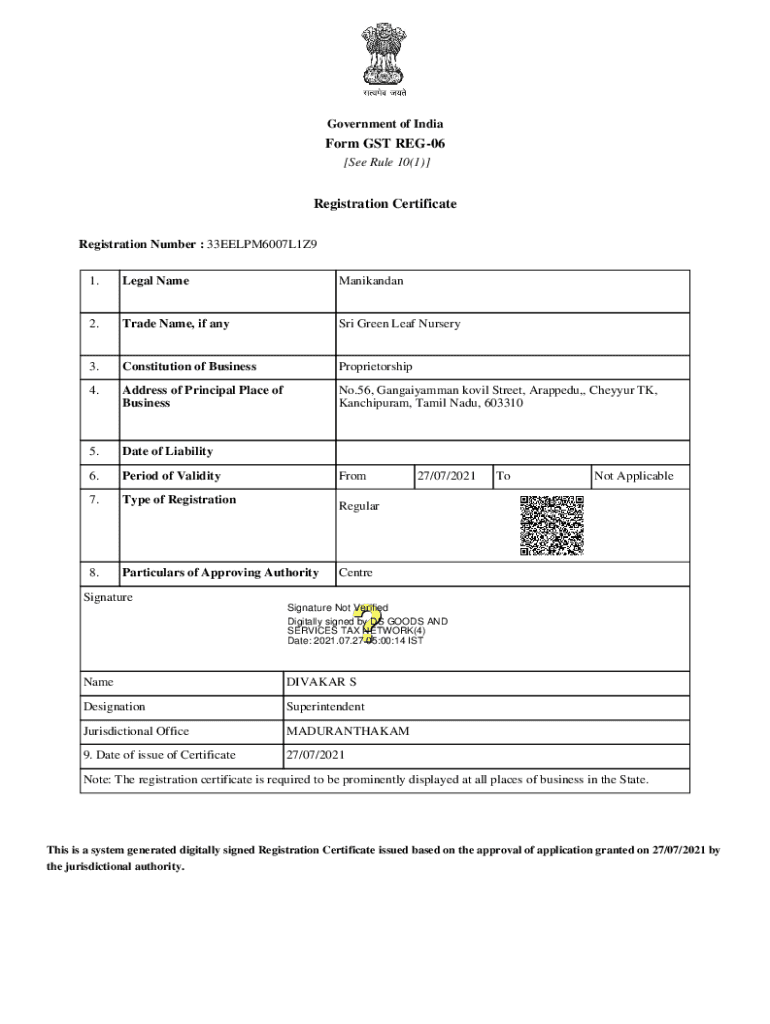Fillable Online Gst Reg 06 - Fill and Sign Printable Template OnlineUS ...