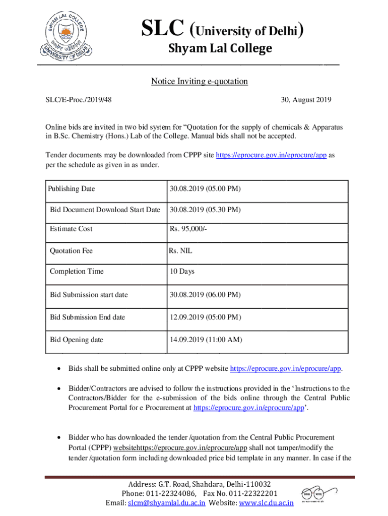 Fillable Online SLC (University of Delhi) Shyam Lal College Fax Email Print - pdfFiller