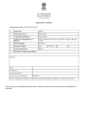 Fillable Online GST Registration Certificate in Form GST REG-06 ...
