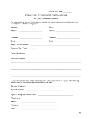 Fillable Online 1/2 OFFICE USE: SP# - SPECIAL PERMIT ... Fax Email ...