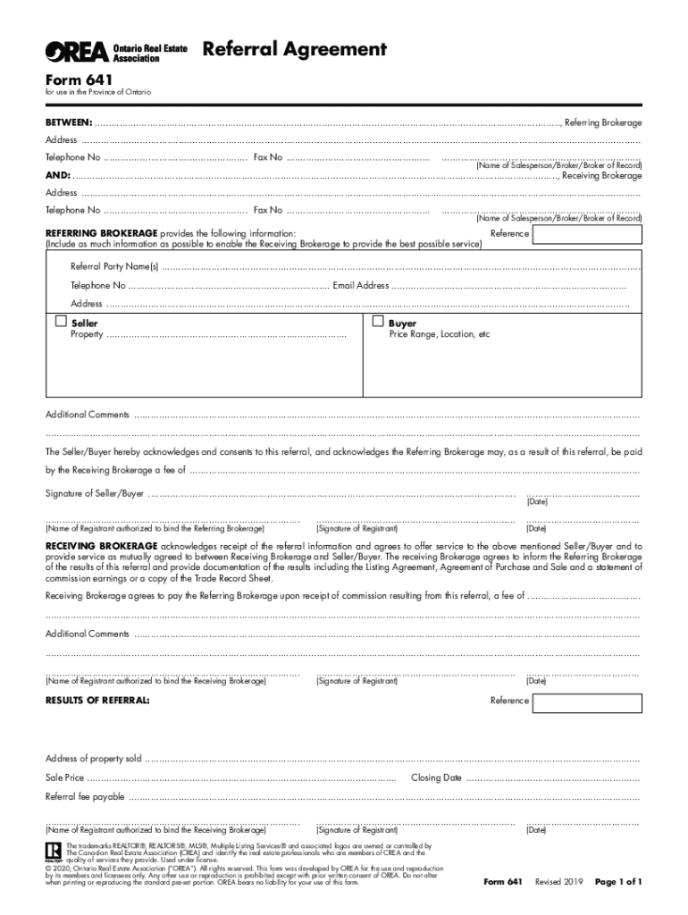 Fillable Online Orea Referral Form 641 - Fill and Sign Printable ...