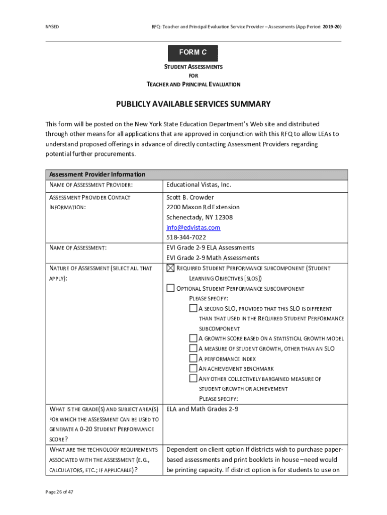 Fillable Online Assessment RFQ EVI Grade 2-9 ELA and Math Assessments ...