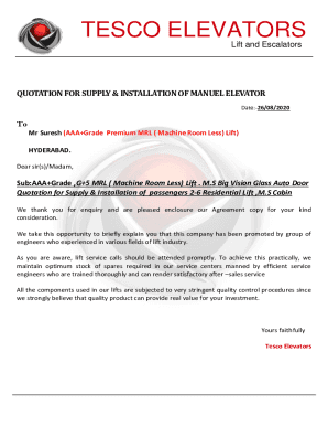 Fillable Online Installation and Maintenance of ElevatorsLift ...