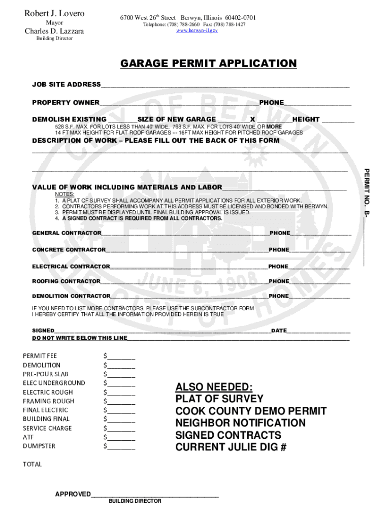 Fillable Online www.uslegalforms.comform-library316628Get ELECTRICAL PERMIT APPLICATION - Berwyn ...