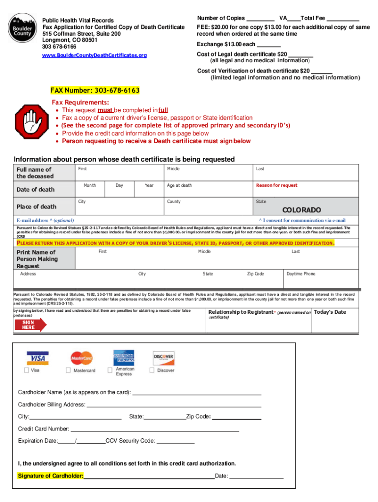 Fillable Online www.in.govhealthvital-recordsHealth: Vital Records: Apply for a Death ...