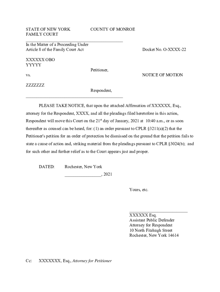 Fillable Online Sample Motion to Dismiss a Family Offense Petition.docx ...
