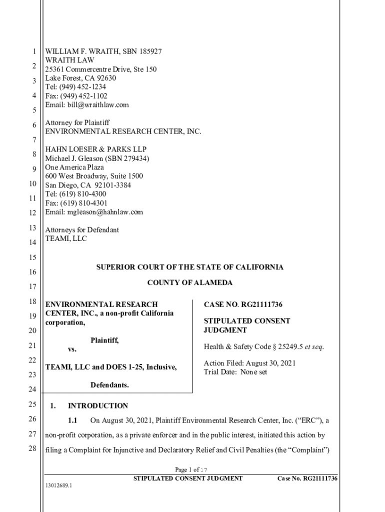 Fillable Online oag ca WILLIAM F. WRAITH, SBN 185927 WRAITH LAW ...